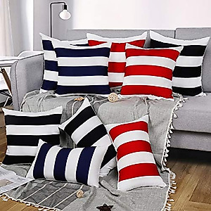 Yastouay Set of 2 Decorative Pillow Covers Square Stripe Pillow Covers Modern Farmhouse Cushion Case with Hidden Zipper Home Decor for Living Room Patio Sofa Couch Chair 20 x 20 Inch, Black