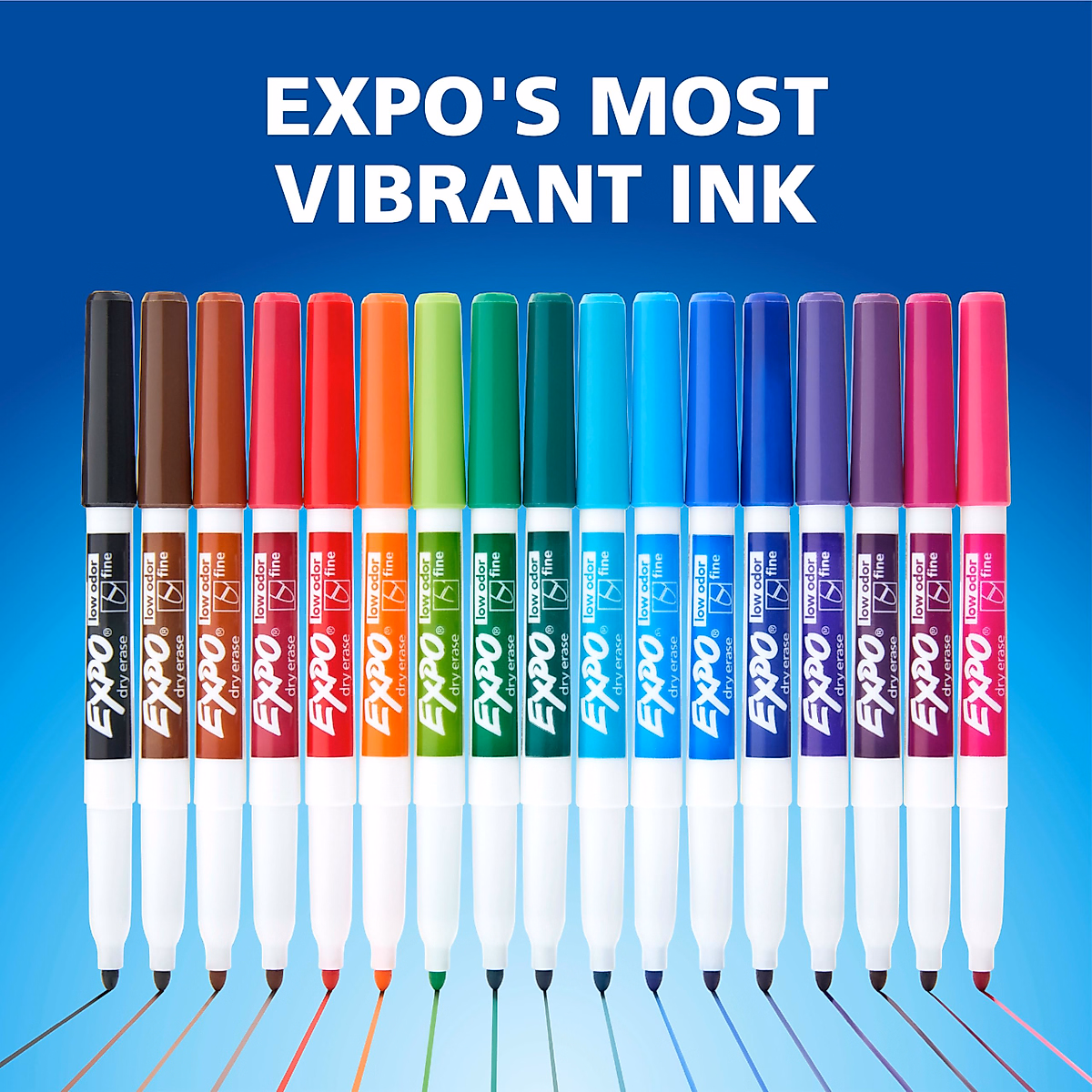 EXPO Low Odor Dry Erase Markers, Fine Tip, Black, 4 Count