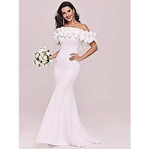 Ever-Pretty Backless Mermaid Bodycon Maxi Evening Dresses for Women Elegant Classy White US14