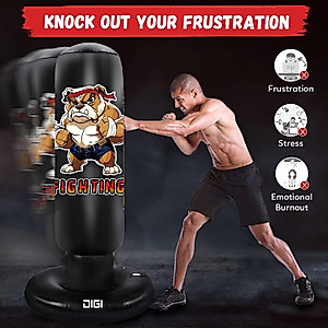 Punching Bag for Kids Teen and Adult - 61" Extra Large Inflatable Boxing Bag with Stand - Karate Toys Gifts for Birthday Christmas Stocking Stuffers for Boys Aged 4 5 6 7 8 9 10 12+