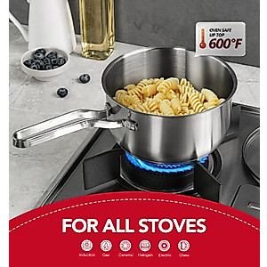 MICHELANGELO Stainless Steel Pot Set - 1QT & 2QT & 3QT Stainless Steel Sauce Pan with Lid, Induction Saucepan Set, Small Pots for Cooking - 6 Pcs