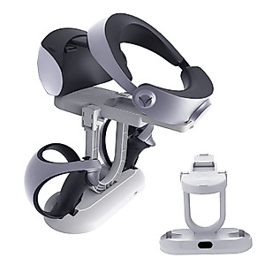 Babaliya Handle Charging Station for PS VR2, Stand Controller Charging Stand with Glasses Stand Display Lamp for PS5 VR, Handle Charging Base Seat with Stowable Glasses Bracket Game Accessories