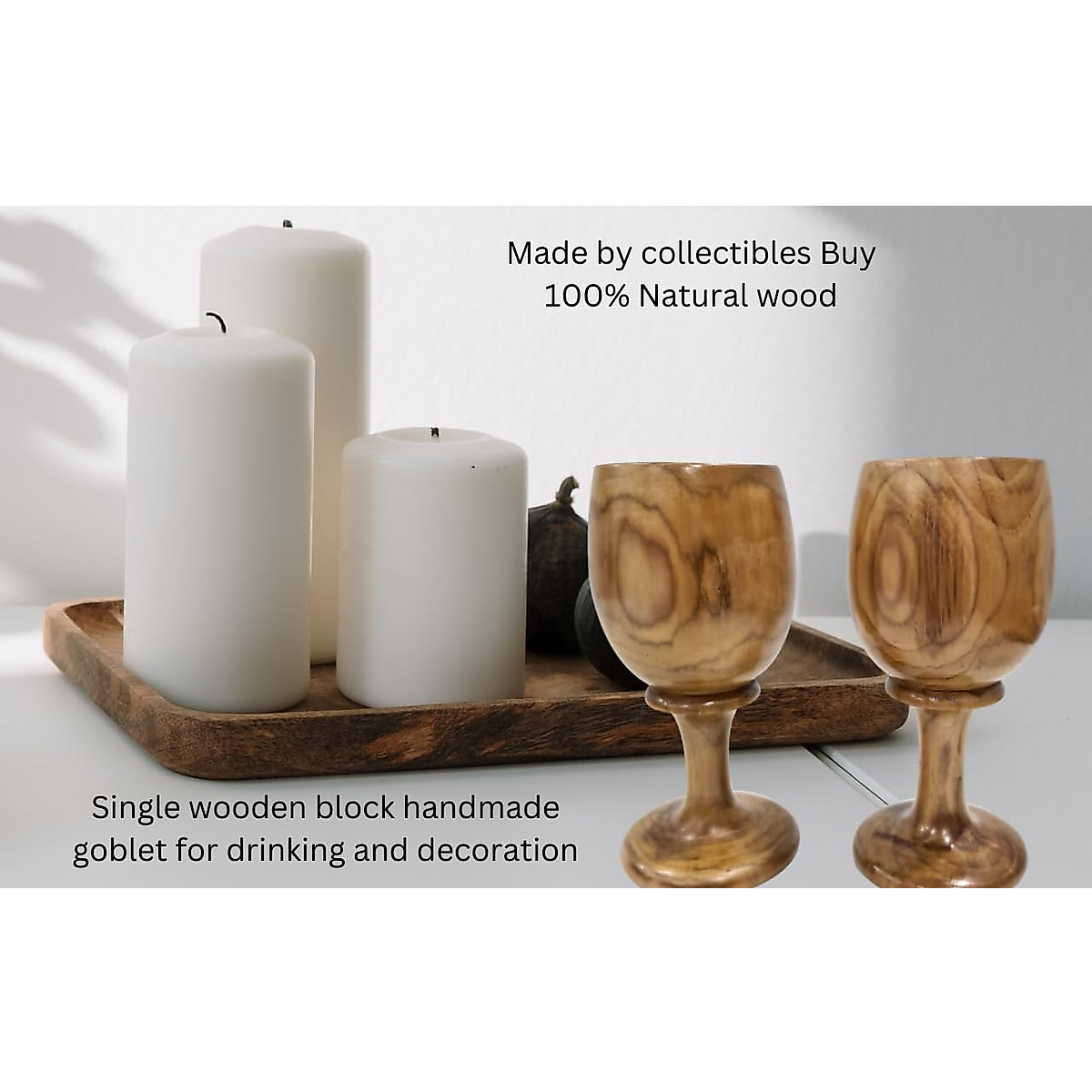 collectiblesBuy Vintage Wooden Wine Goblet Handmade Wood Toasting Glass Kitchen & Bar Accessories Wooden Glasses Set Of 2