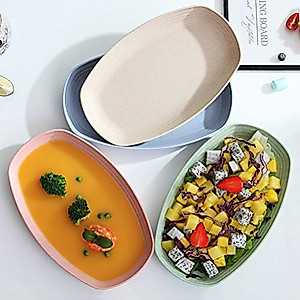 YARNOW Fruit Tray Wheat Reusable Dinner Plate Straw Plates Unbreakable Oval Sushi Platter Dessert Salad Tray Dinner Plates for Home Wheat Straw Platter Kitchen Fish Plates Serving Snack Tray