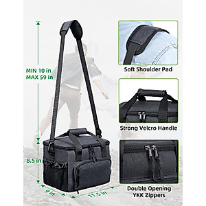 F40C4TMP Lunch Box for Men, Insulated Lunch Bag Large Adults, 12L Reusable Black Lunchbox Cooler Bag for Work Picnic School