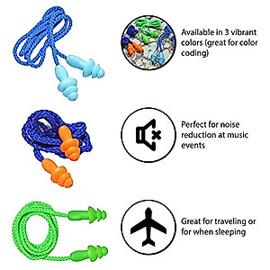 12 Pairs Corded Ear Plugs Soft Silicone Reusable Earplugs Noise Cancelling for Hearing Protection, Sleeping (Combo 12)