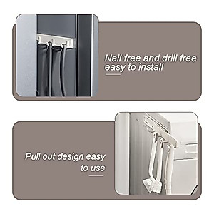 2 Pcs Wall Mounted Coat Hook Retractable Gap Self Adhesive Hook Coat Rack with 4 Hangers for Hanging Clothes Robes Towels Hats Kitchen Garage