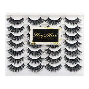 Cat Eye Lashes Natural Look False Eyelashes 14 Pairs Faux Mink Wispy Short Lashes Fluffy 3D Thick Strip Reusable Fake Eyelashes by HeyAlice
