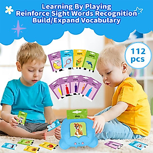 Softcroft Talking Flash Cards with 224 Sight Words, Toddler Toys for Boys, Pocket Speech for Toddlers to Help Speak and Spell, Speech Therapy Toys for Autistic Children, Gift for Kids (Blue)