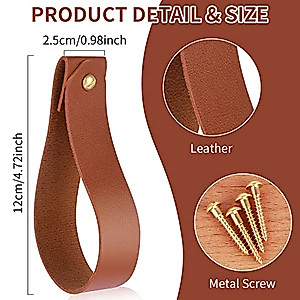 TIESOME Leather Hook Lanyard, 4Pcs Wall Hanging Straps Hanger Towel Hook Curtain Rod Holder for Bathroom Kitchen Bedroom Boho Style Decor(Brown)