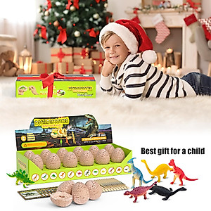 DoDoMagxanadu Dinosaur Eggs,12 Dino Eggs Dig Excavation Kit Dinosaur Toys for Boys, Science STEM Dinosaur Party Favors Goodie Bag Stocking Stuffers for Boys & Girls Ages 3-5 4-7 5-7+