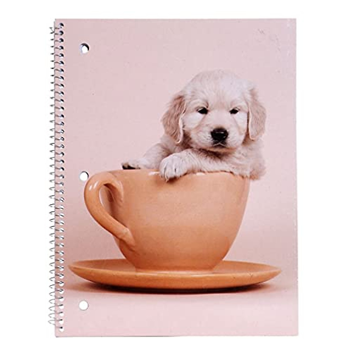 Jot Cute Animals Themed Spiral Bound Wide-Ruled Notebook - 70 Sheet (Puppy in Teacup)