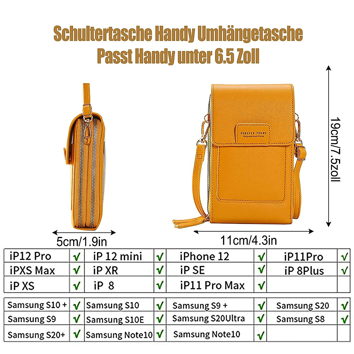 Eliaukly Touchscreen Phone Crossbody Bag for Women Cell Phone Purse Wallet with Multiple Credit Card Slots for iPhone15/15Pro etc. Blue