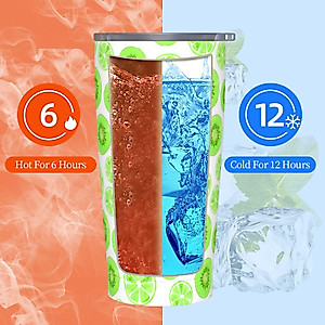 20oz Tumbler Unique Kiwifruit Print Double Wall Vacuum Insulated Coffee Mug with Lid and Metal Straw Brush Reusable Stainless Steel Water Bottle Travel Cup Gifts for Car Ice Drinks Hot Beverage