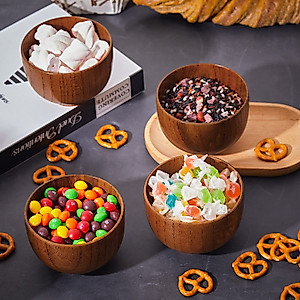 12 Pcs Small Wooden Bowls Jujube Wooden Bowls Wood Japanese Bowls for Sauce Soup Salad Rice Food Serving Decorations 8 Oz, 3.74 x 2.56 Inch