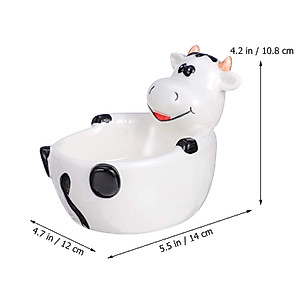 DOITOOL Ceramic Salad Bowl Cereal Bowl Dishes and Plates Creative Fruit Plate Animal Cow Decorative Storage Bowls Porcelain Bowls for Kitchen Bowl for Desserts Candy