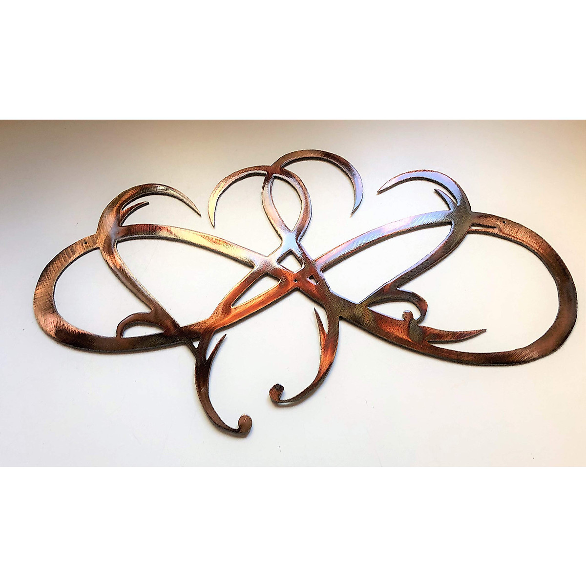 Dual Infinity Hearts Metal Wall Art Accent Two Hearts Become One
