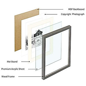 SunFlax Farmhouse Animal Framed Wall Art - Highland Yak and Smoky Mountain Picture with Black Wooden Frames for Bathroom, Living Room, Bedroom, Office