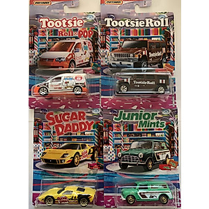Matchbox 2020 Candy Theme Set of 4 Cars Tootsie Roll Pop, Tootsie Roll, Sugar Daddy and Junior Mints Vehicles