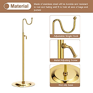 uxcell Purse Display Stand Adjustable Tabletop Single Hook Handbag Rack Stainless Steel Bag Holder for Retail Boutique Store - Gold