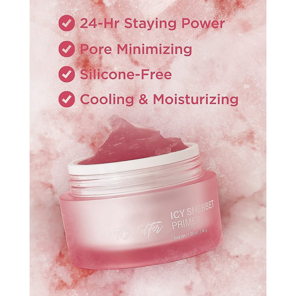 TOUCH IN SOL Icy Sherbet Primer 1.05 fl.oz. - Hydrating Primer Face Makeup for Dry or Oily Skin - Silk Pore and Wrinkle Minimizer - Silicone and Oil Free Gel Formula with Cooling Effect