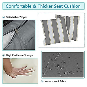 FYRICKYLINOO Patio Furniture Wicker Armchair 2 Pieces Outdoor Chairs Set with 2 PCS Pillows, All-Weather PE Rattan Single Chair for Garden Backyard Balcony,Grey Cushions