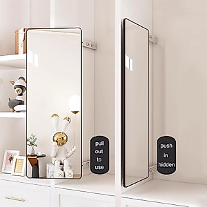 Hideaway Closet Mirror, Retractable Full Length Mirror, 51" x 16" Wall Mounted Mirror, Suitable for Bedroom, Locker Room, Cloakroom