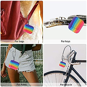 V-liams Airpods Case, Rainbow Silicone Soft Protective Case with Keychain, Earphone Storage Case, Rainbow Silicone Earphone Anti-Lost Lanyard for Airpods 2&1