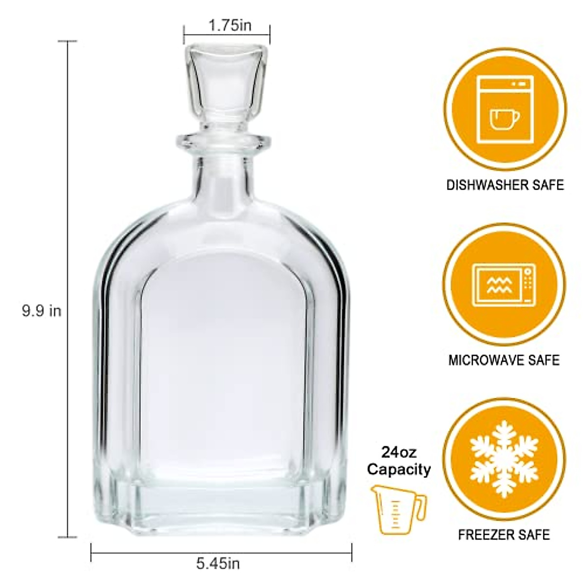 Salzesfalls Whiskey Decanter with Glass Stopper-Whiskey Glass Bottle with Airtight Geometric Stopper for Wine, Bourbon, Brandy, Liquor, Tequila, Liquor Decanter for Men.（2 Pack）