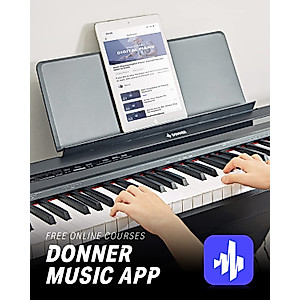 Donner DEP-10 Digital Piano 88 Key Semi-Weighted, Full-Size Electric Piano Portable Keyboard for Beginners, with Furniture Stand, Triple Pedals, Power Supply