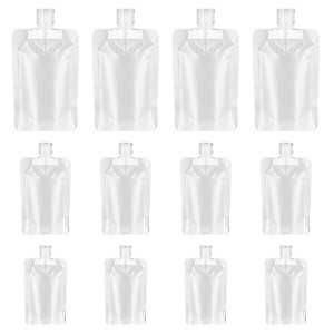 YASUOA 12 Pieces Travel Size Refillable Pouch for Toiletries Bulk 30ml/50ml/100ml, TSA Approved Squeeze Empty Stand Up Pouches for Liquids Lotion Shampoo Bags, Leak Proof Cosmetic Containers