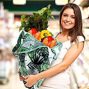 6 Pieces Reusable Grocery Bag with Storage Pouch, Washable Foldable Lightweight Durable Waterproof Shopping Bag Tote Grocery Bag (Fresh Pattern)