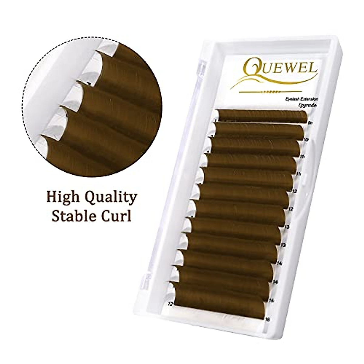 Easy Fan Volume Lashes .07 D Curl Brown Volume Lash Extensions 9-16mm Mixed Lash Tray Color Lashes Extension Self Fanning 2D-10D Volume Eyelash Extensions by QUEWEL (Brown 0.07 D 9-16mm)
