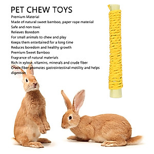 Pssopp Bunny Chew Toys, 20pcs Pet Sweet Bamboo Sticks Hamster Rabbit Chew Toys Rabbit Toys Bunny Chew Toys for Rat Guinea Pig Chinchilla Gerbils Squirrel (Yellow)