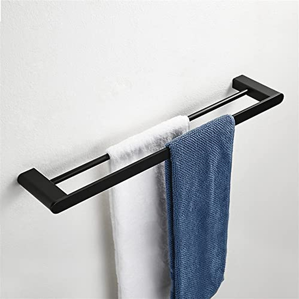 Bath Towel Bar Nordic Black 304 Stainless Steel Towel Rack, Double-bar Towel Rail, Toilet Rack, Bathroom Hardware Pendant Towel Holder (Color : 50cm)