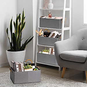 ORALSO Large Storage Baskets for Shelves, 18x11in Clothing Storage Bins with Handles, Foldable Rectangle Baskets, Closet Storage Containers Boxes Shelf