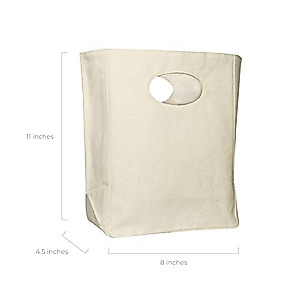 Organic Cotton Canvas Lunch Bag - Sturdy Cotton Cloth Lunch Bag - Reusable and Machine Washable Canvas Lunch Tote - Canvas Lunch Sack for Men, Women and Kids - Premium Quality, Double Stitched (White)