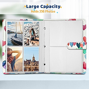 Fintie Mini Photo Album for 3-Inch Film - Photo Album for Fujifilm Instax Mini 12/11/Mini 40/Mini EVO/LiPlay/Mini Link Printer, Canon Ivy CLIQ, Kodak Instant Print Camera, 256 Pockets, Raining Hearts