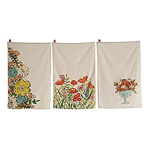 Afloral.com Set of 3 - Cotton Tea Towels with Floral Patterns
