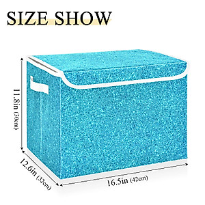 Gredecor Storage Basket Bins with Lid Blue Glitter Storage Boxes Organizer with Handle 16.5"x12.6"x11.8" Large Collapsible Storage Cube for Toys Bedroom Nursery Home