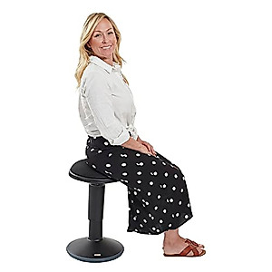 ECR4Kids Sitwell Wobble Stool with Cushion, Adjustable Height, Active Seating, Black