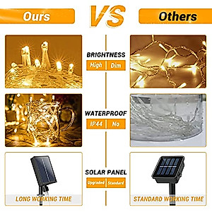 mimigogo Solar String Lights Outdoor,500 LED 165FT Christmas Lights with 8 Modes and Timer, Remote Control for Holiday Patio Garden Party Decor(Warm White)