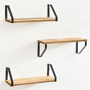 TFER Floating Wall Shelves for Bedroom/Bathroom, Set of 3, Hanging Shelf for Living Room/Kitchen/Laundry Room, Wall Mounted Shelves, Rustic Wood Shelves Great Value Halloween Decoration for Home