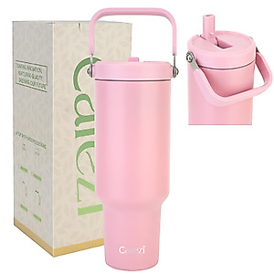 Cafezi 40 oz Tumbler with Handle and Straw, Vacuum Insulated Tumblers with Flip Straw and Top Handle, Reusable Insulated Cup for Home, Outdoors, Leakproof, Fits in Cup Holder, Cold for 30 Hours