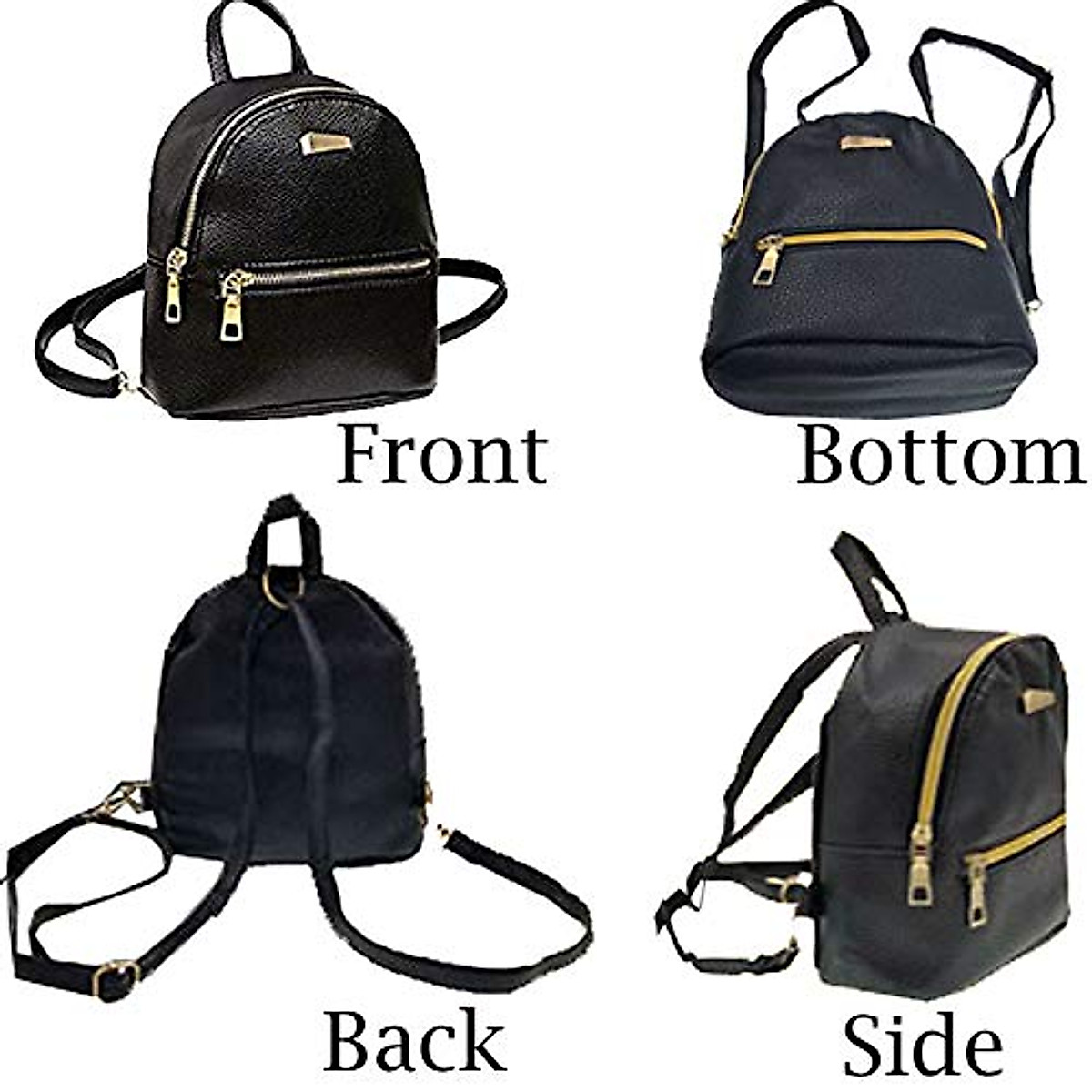 Donalworld Women Floral School Bag Travel Cute PU Leather Mini, Blak, Size Small