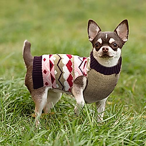 AXIIJGL Pet Dog Sweater Dog Clothes Soft Knitted Warm Pup Cat Dogs Jumper Winter Puppy Sweater for Dogs(Pink Heart,XL)