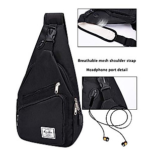d'yallee 15.4" Sling Bag for Men Crossbody Shoulder Chest Bags Nylon for Travel Gym Sport Hiking with USB Charger Port