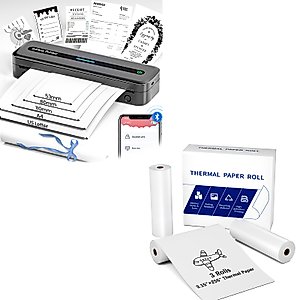 Portable Printer Wireless for Travel and Home Office - Upgarde Inkless Portable Printer with Inner Paper Bin, Thermal Portable Printer Compact Printer Support US Letter and Multiple Sizes