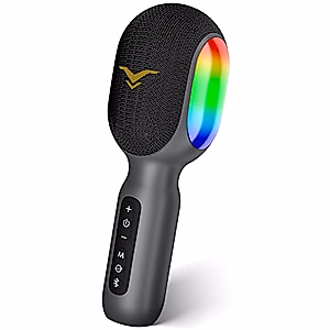 Wireless Bluetooth Karaoke Microphone, 5-in-1 Portable Handheld Mic Speaker with Dynamic RGB Lights, Mini Karaoke Machine for Car Travel Home Party, Music Recording, Duet Singing, Gift for Kids Adults