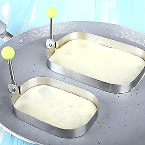 Egg Rings, Stainelss Steel Egg Cooking Rings, Rectangle Crumpet Ring Mold, Pancake Mold For Frying Eggs And Omelet Specialty Cookware Silver